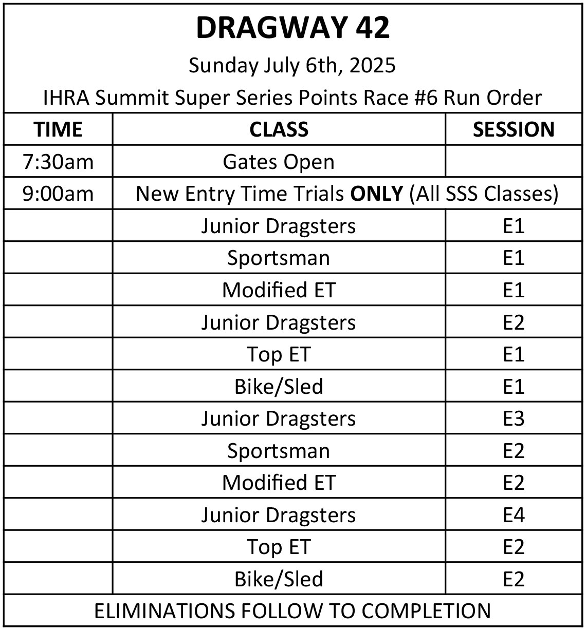 IHRA Summit Super Series Points Race #6 - Dragway 42