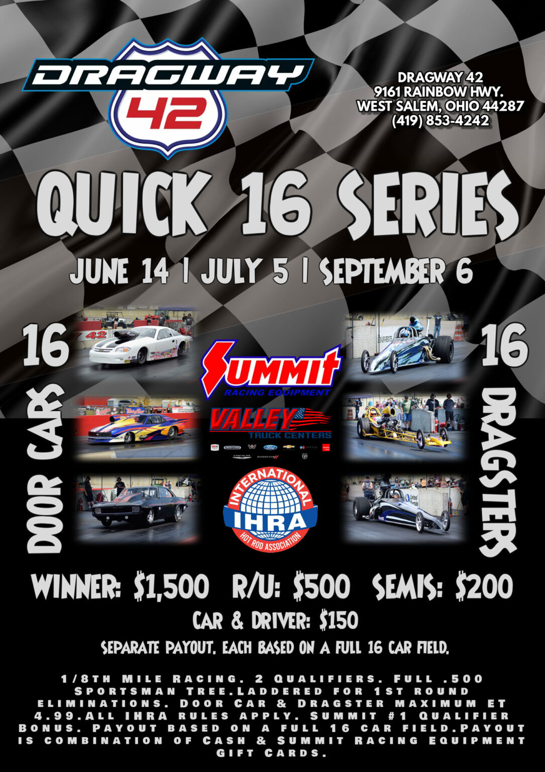 IHRA Summit Super Series Points Race #3, Quick 16, TI Dyno 10.90 Index ...